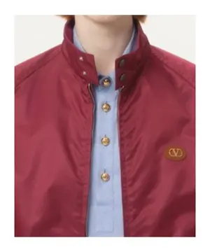 Valentino Garavani Zip-up High Neck Jacket With Logo Patch