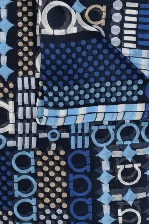 FERRAGAMO Pattern Silk Scarf - Black