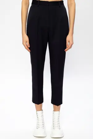 Alexander McQueen High Waist Cigarette Trousers - Black