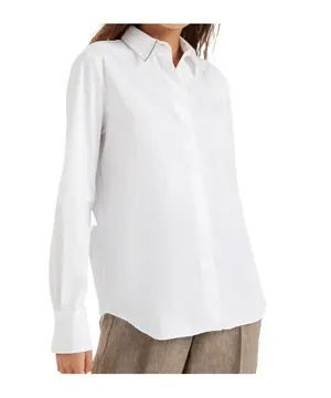 Brunello Cucinelli Monili Chain Detailed Long-sleeved Shirt