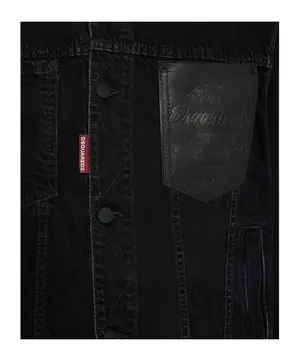 Dsquared2 Oversized Denim Jacket With Lapel Collar - Black