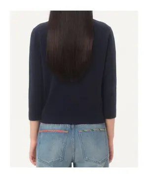 Valentino Garavani Navy Blue Cardigan With Red Bow Detail