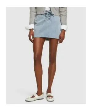 ROTATE BY BIRGER CHRISTENSEN Lace-up Denim Mini Skirt