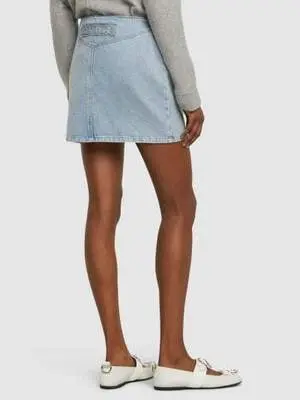 ROTATE BY BIRGER CHRISTENSEN Lace-up Denim Mini Skirt