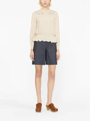 Celine Guipure Blouse In Silk Crepe And Acetate