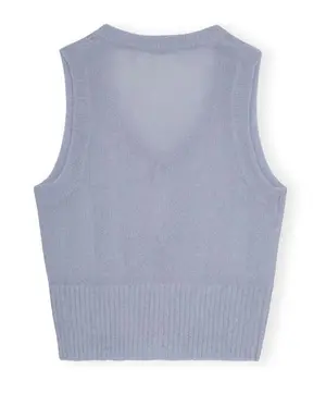 GANNI U-neck Knit Vest With Bow Straps - Gray