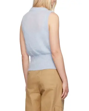 GANNI U-neck Knit Vest With Bow Straps - Gray