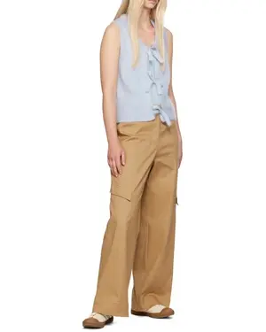 GANNI U-neck Knit Vest With Bow Straps - Gray