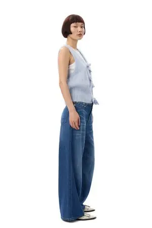 GANNI U-neck Knit Vest With Bow Straps - Gray