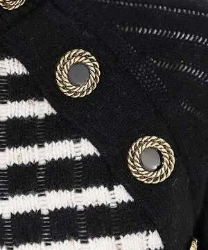 Balmain Striped Knitted Top With Decorative Buttons