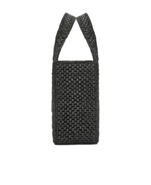 Loewe Logo Embroidered Raffia Tote Bag - Black