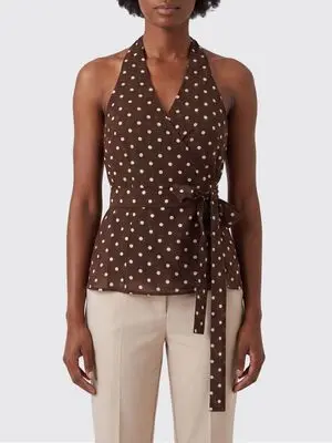 P.a.r.o.s.h Halterneck Polka Dot Top With Waist Tie - Red
