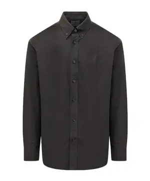 Givenchy 4g Embroidered Long-sleeved Shirt - Black