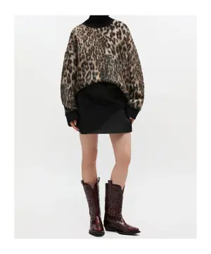 GANNI Leopard-printed Turtleneck Jumper