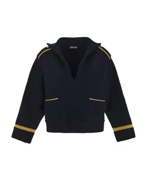 Celine Wool Military Vareuse With Braided Trim - Navy Blue