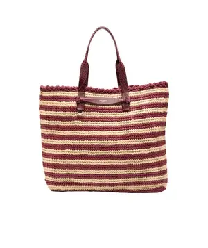 Dolce & Gabbana Striped Raffia Tote Bag - Bordeaux Red