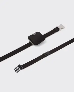 Prada Woven Nylon Belt With Enamel Triangle Logo