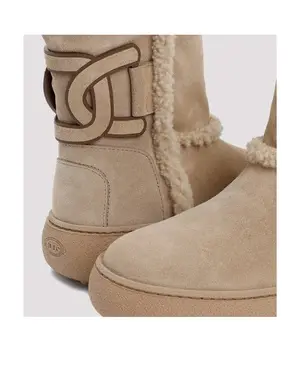 TOD'S Logo Patch Ankle Boots - Nude