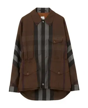 Burberry Check Drawstring Waist Field Jacket