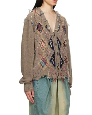 MAISON MARGIELA Wool Cut-out Detailed Knitted Cardigan