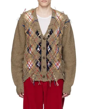 MAISON MARGIELA Wool Cut-out Detailed Knitted Cardigan