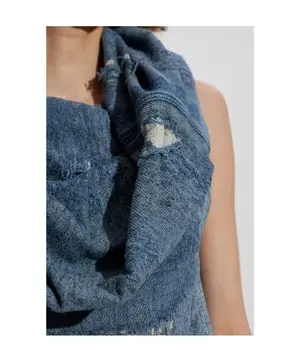 DIESEL® De-vania Fsg Top With Distressed Denim And Drawstring Hem