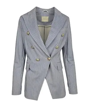 CIRCOLO 1901 Double-breasted Striped Blazer - Gray