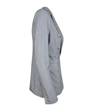 CIRCOLO 1901 Double-breasted Striped Blazer - Gray