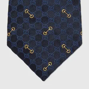 Gucci Horsebit Embroidered Neck Tie - Black