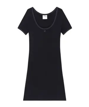 COURREGES Holistic Contrast" A-line Mini Dress - Black/navy Blue