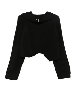 Rick Owens Long Sleeve Cropped Hoodie - Black