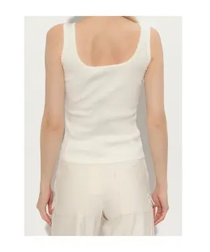 IRO PARIS Sleeveless Square Neck Ribbed Top With Monogram Detail