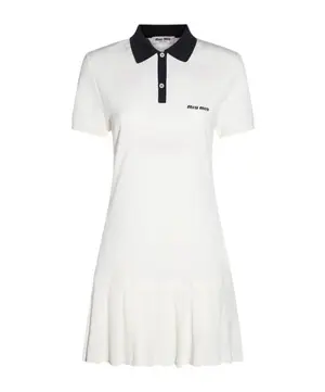 Miu Miu Logo-embroidered Short-sleeved Mini Polo Dress