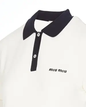 Miu Miu Logo-embroidered Short-sleeved Mini Polo Dress