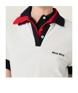 Miu Miu Logo-embroidered Short-sleeved Mini Polo Dress