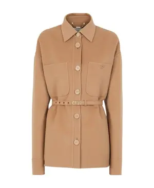 Fendi Logo Plaque Belted Jacket