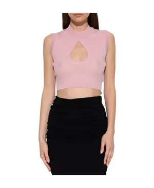 Versace Cut-out Ribbed Crop Top