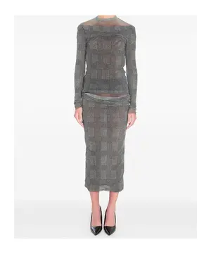 JEAN PAUL GAULTIER Long Sleeve Crew Neck Mesh Top