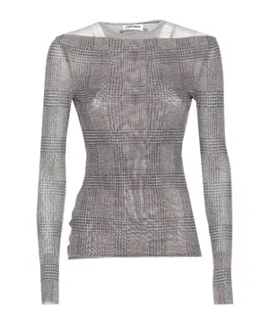 JEAN PAUL GAULTIER Long Sleeve Crew Neck Mesh Top - Gray