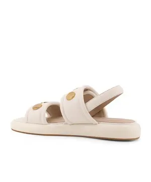 Pinko Studded Logo Detail Sandals - Nude