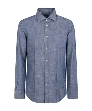Eleventy French Collar Long Sleeve Shirt