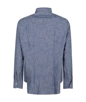 Eleventy French Collar Long Sleeve Shirt