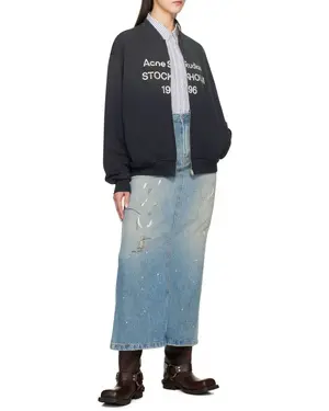 Acne Studios Logo Printed Zip-up Sweatshirt - Black