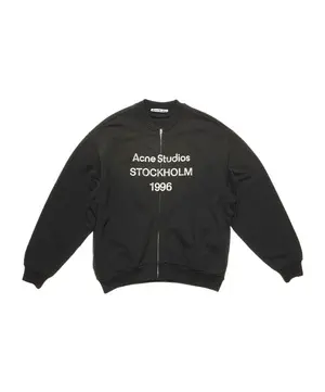 Acne Studios Logo Printed Zip-up Sweatshirt - Black