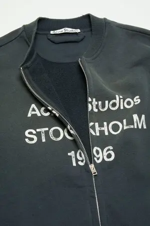 Acne Studios Logo Printed Zip-up Sweatshirt - Black