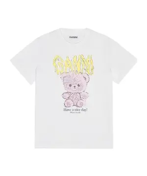 GANNI Logo Printed Crewneck T-shirt