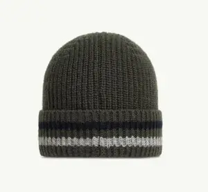 Moncler Striped Wool Beanie - Black