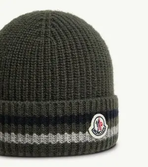 Moncler Striped Wool Beanie - Black