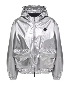 Moncler Ylang Hooded Metallic Zip-up Jacket - Silver