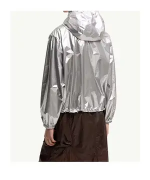Moncler Ylang Hooded Metallic Zip-up Jacket - Silver